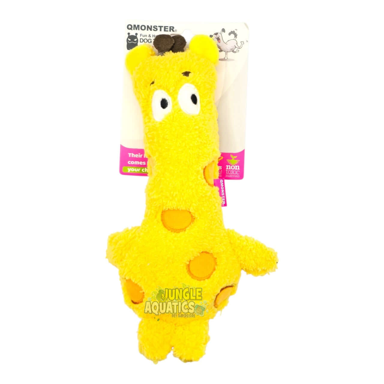 Q-Monster Yellow Giraffe Dog Toy - Squeaky & Safe Fun